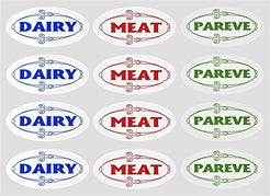 Dairy, Meat and Parve Kosher Labels Color-Coded Self-Stick Clear Label ...