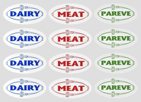 The Kosher Cook Assorted Meat Dairy Pareve Sticker Labels – Around The X